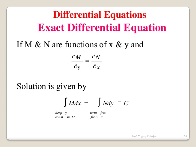 Exact Differential Equations – Isaac's science blog